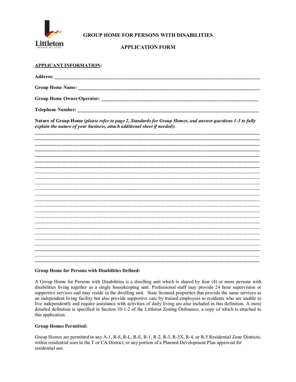 Group Home for Persons with Disabilities Application Form | Fill and ...