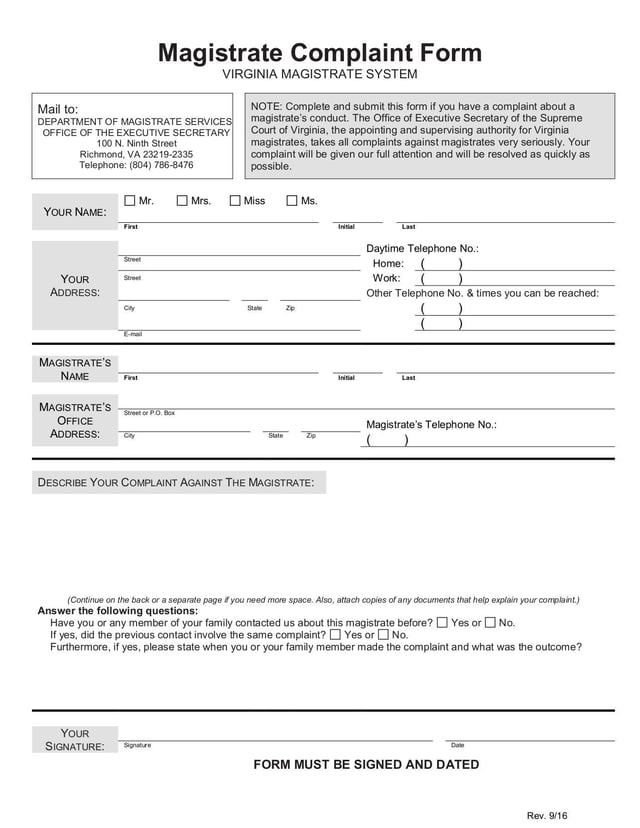 Magistrate Complaint Form | Fill and sign online with Lumin