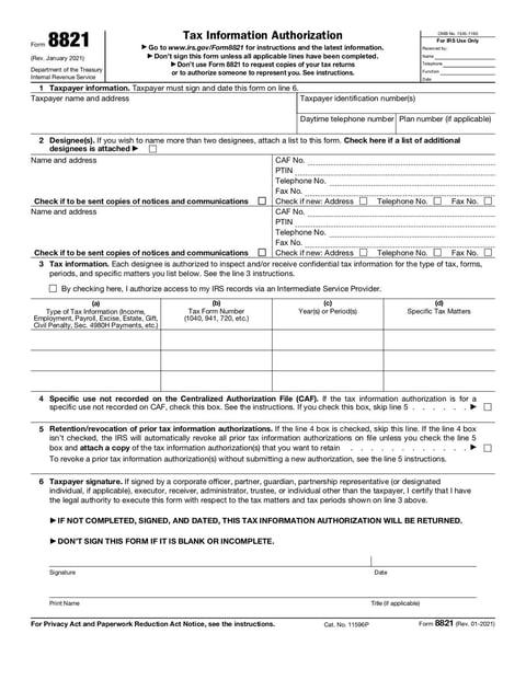 Form 8821 | Fill and sign online with Lumin