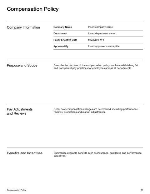 Compensation Policy Template | Fill and sign online with Lumin