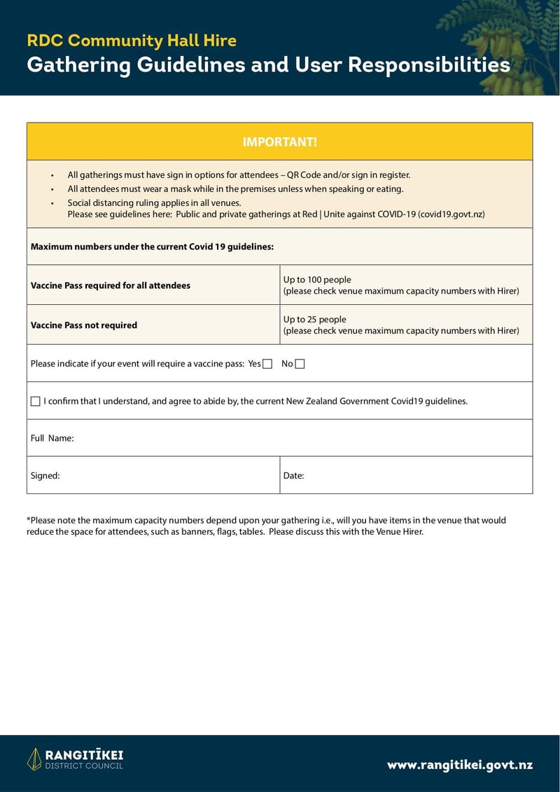 RDC Community Hall Covid 19 Hall Hire Form | Fill and sign online with ...