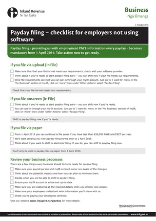 Payday Filing Checklist for Employers Not Using Software | Fill and ...