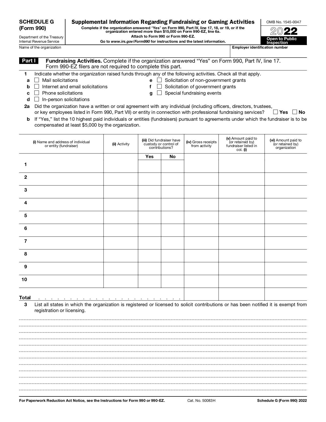 Schedule G (Form 990 or 990-EZ) | Fill and sign online with Lumin