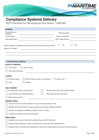 Form MSF283 SOP Checklist for Recreational Dive Boats | Fill and sign ...