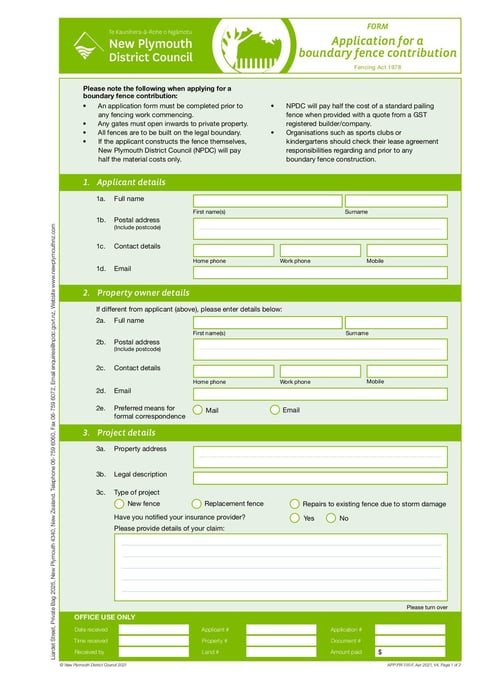 Boundary Fence Contribution Application | Fill and sign online with Lumin