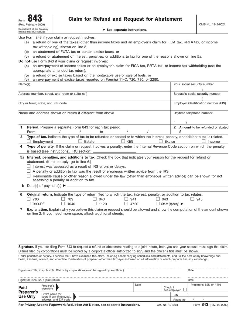 Form 843 | Fill and sign online with Lumin