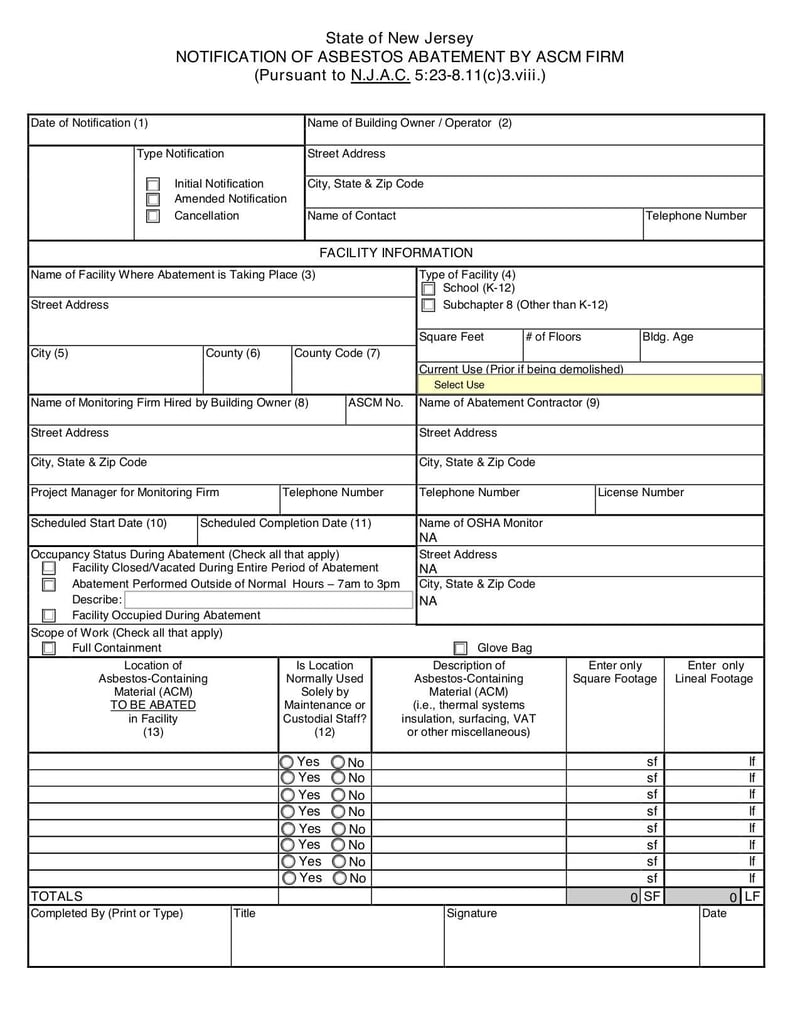 Notification of Asbestos Abatement by ASCM Firm | Fill and sign online ...