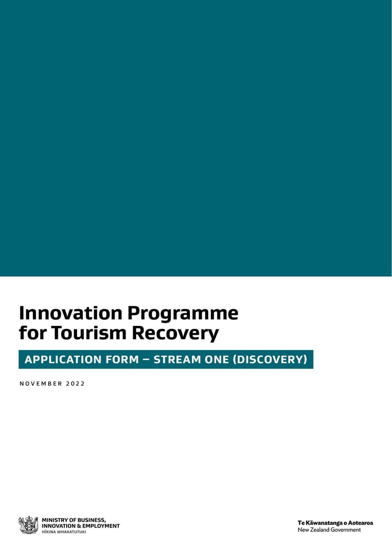 Innovation Programme for Tourism Recovery Application Form | Fill and ...