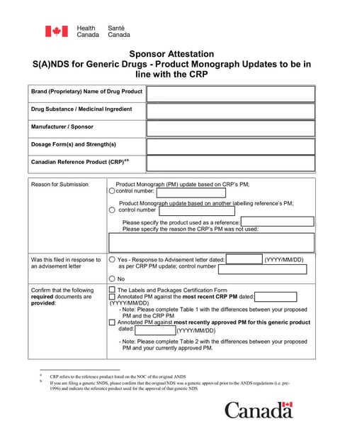Sponsor Attestation S(A)NDS for Generic Drugs | Fill and sign online ...