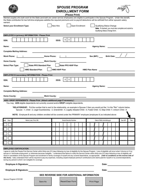 Florida Spouse Program Enrollment Form | Fill and sign with Lumin