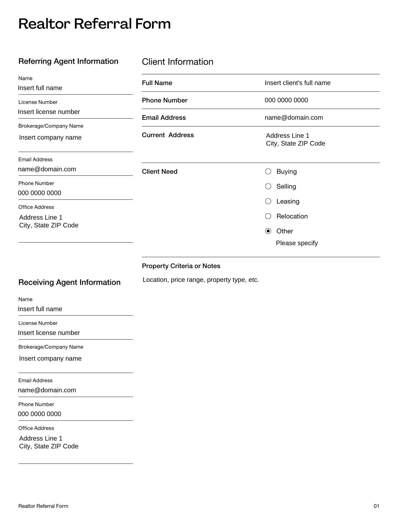 Realtor Referral Form Template | Fill and sign with Lumin