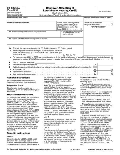 Schedule A (Form 8610) | Fill and sign online with Lumin