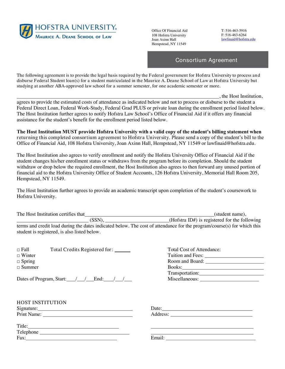 Hofstra University Consortium Agreement | Fill and sign with Lumin