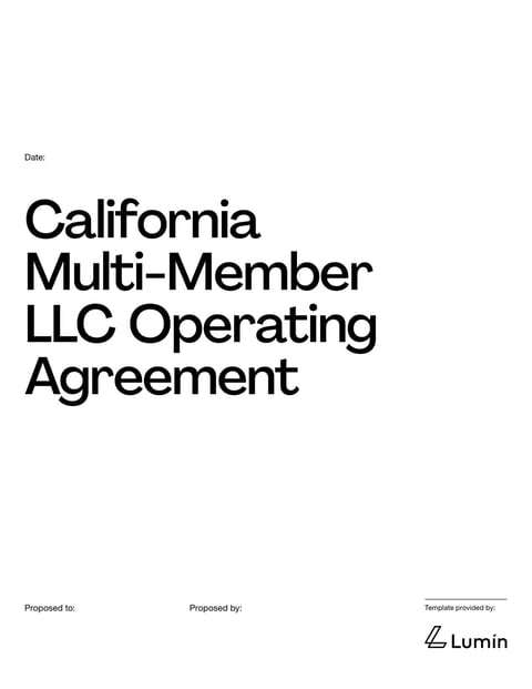 California Multi-Member LLC Operating Agreement Template | Fill and sign with Lumin