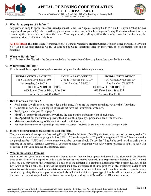 Appeal of Zoning Code Violation Form | Fill and sign online with Lumin
