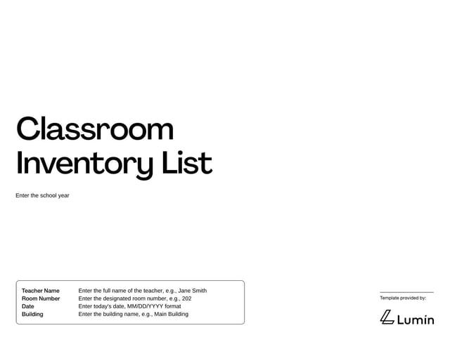 Classroom Inventory List Template | Fill and sign with Lumin