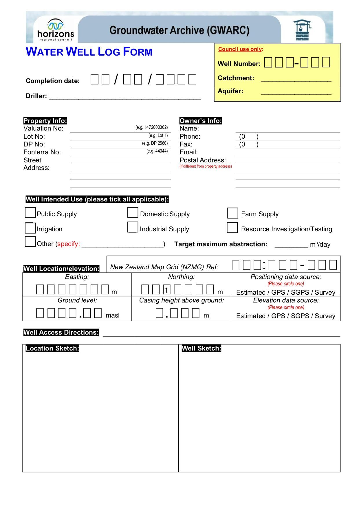Water Well Log Form | Fill and sign online with Lumin
