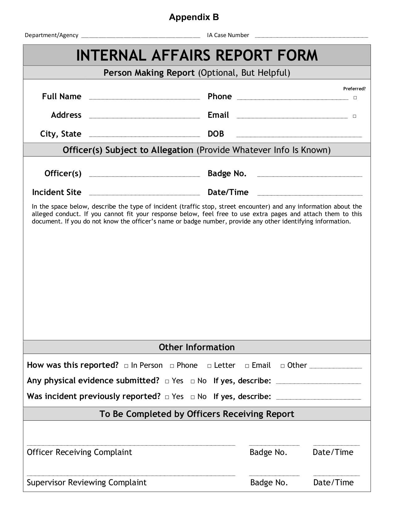 Internal Affairs Report Form | Fill and sign online with Lumin