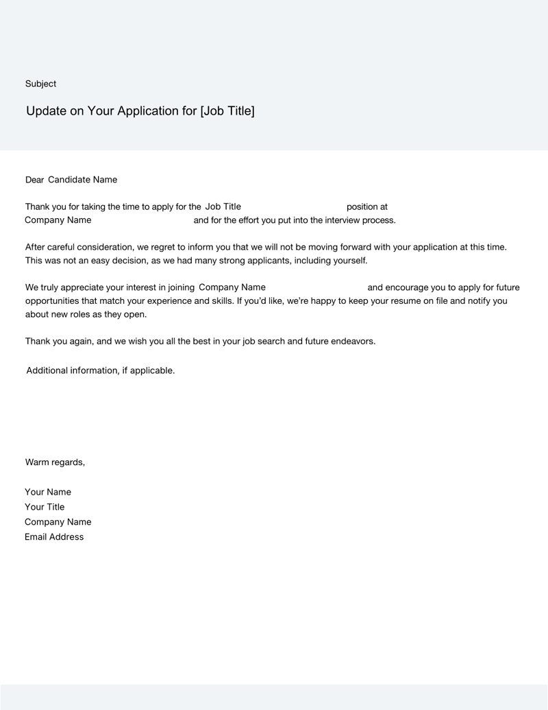 Job Rejection Email Template | Fill and sign with Lumin