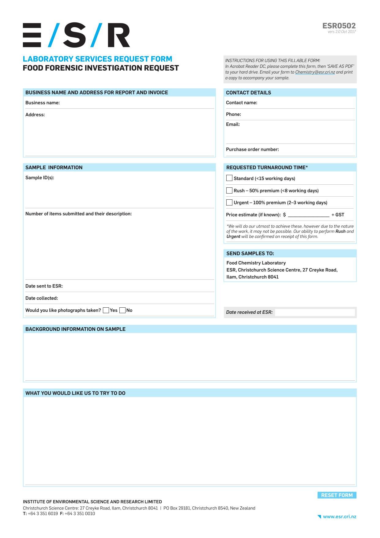 New Zealand Laboratory Services Request Form | Fill and sign with Lumin