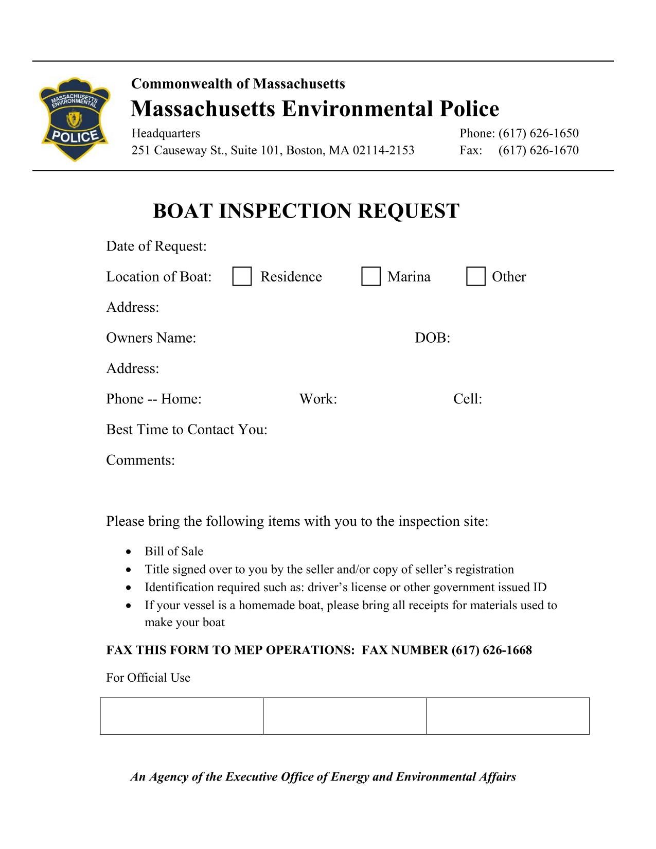 Massachusetts Boat Inspection Request | Fill and sign with Lumin