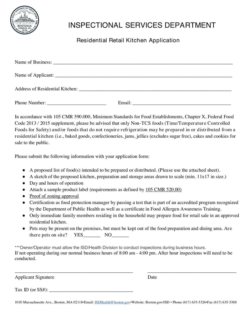 Boston Residential Kitchen Application | Fill and sign online with Lumin