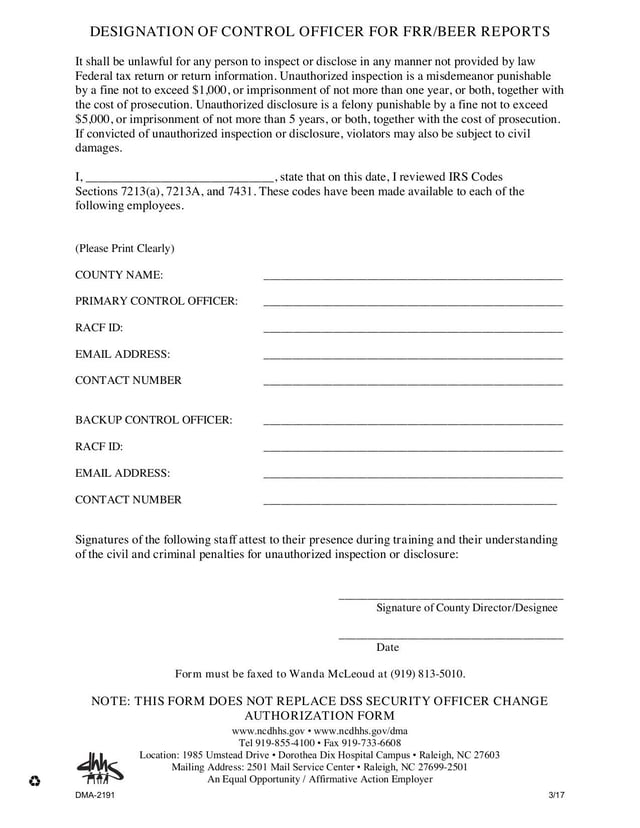 Form DMA-2191 | Fill and sign online with Lumin