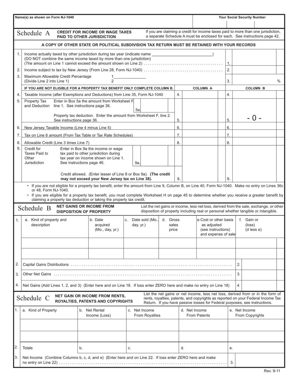 Form NJ-1040 Schedule A | Fill and sign with Lumin