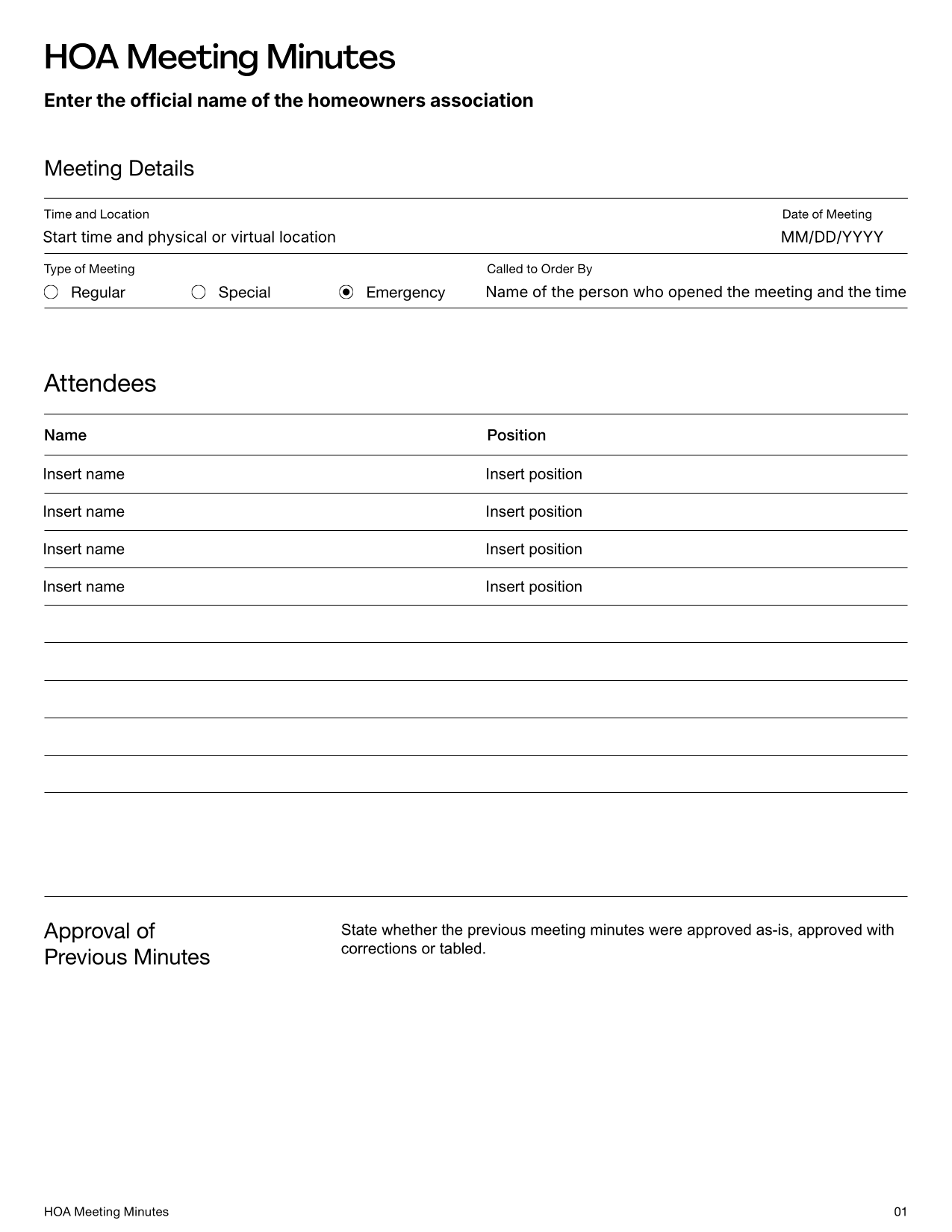 HOA Meeting Minutes Template | Fill and sign online with Lumin
