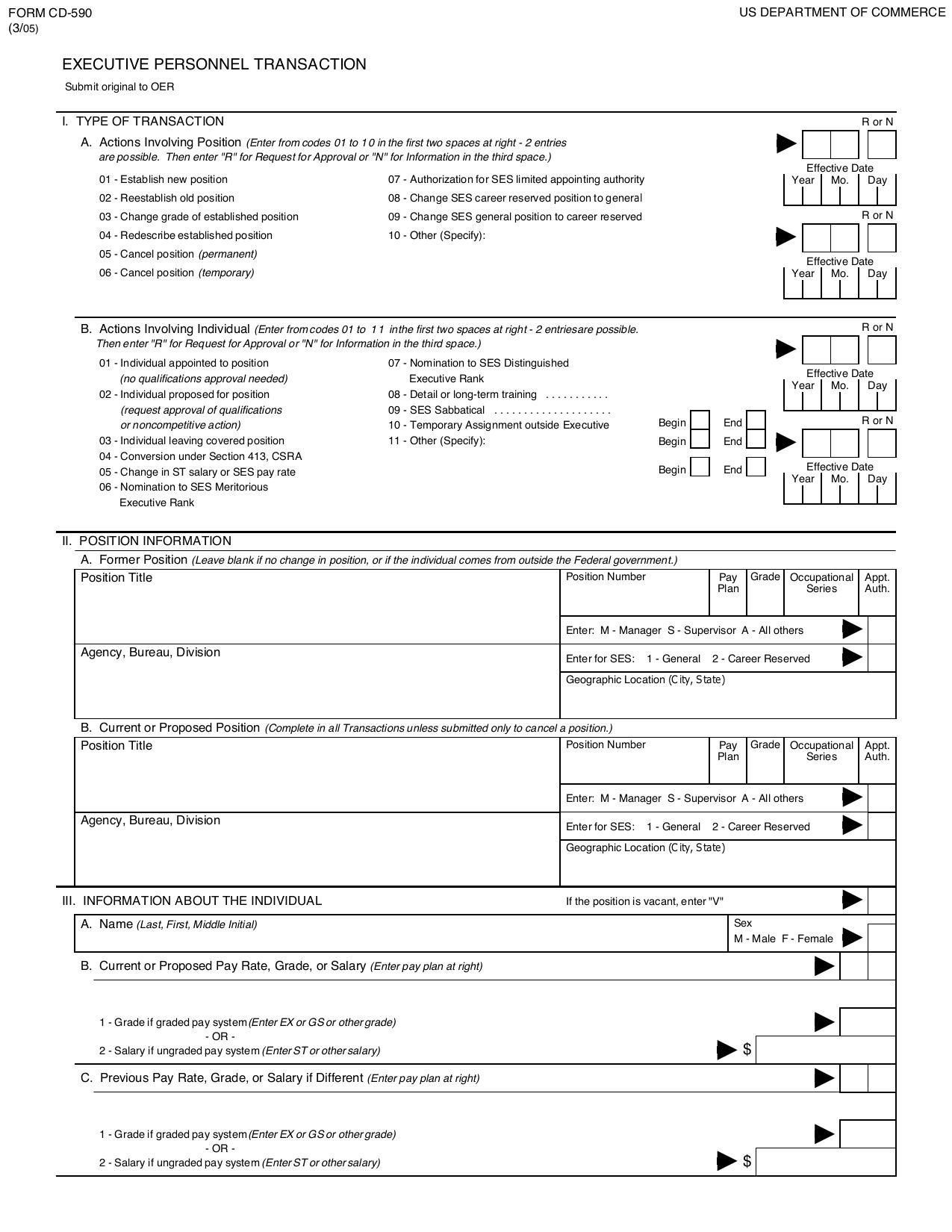 Form CD-590 Executive Personnel Transaction | Fill and sign online with ...