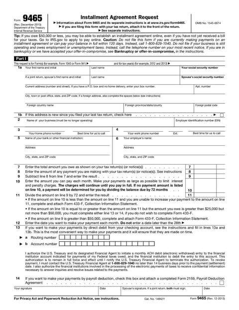 Form 9465 | Fill and sign online with Lumin