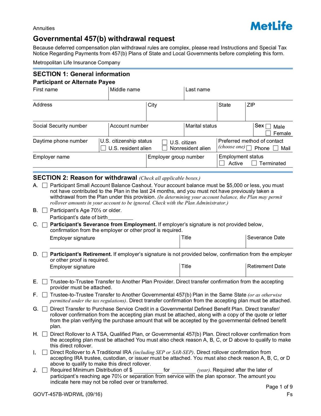 Governmental 457(b) Withdrawal Request | Fill and sign online with Lumin