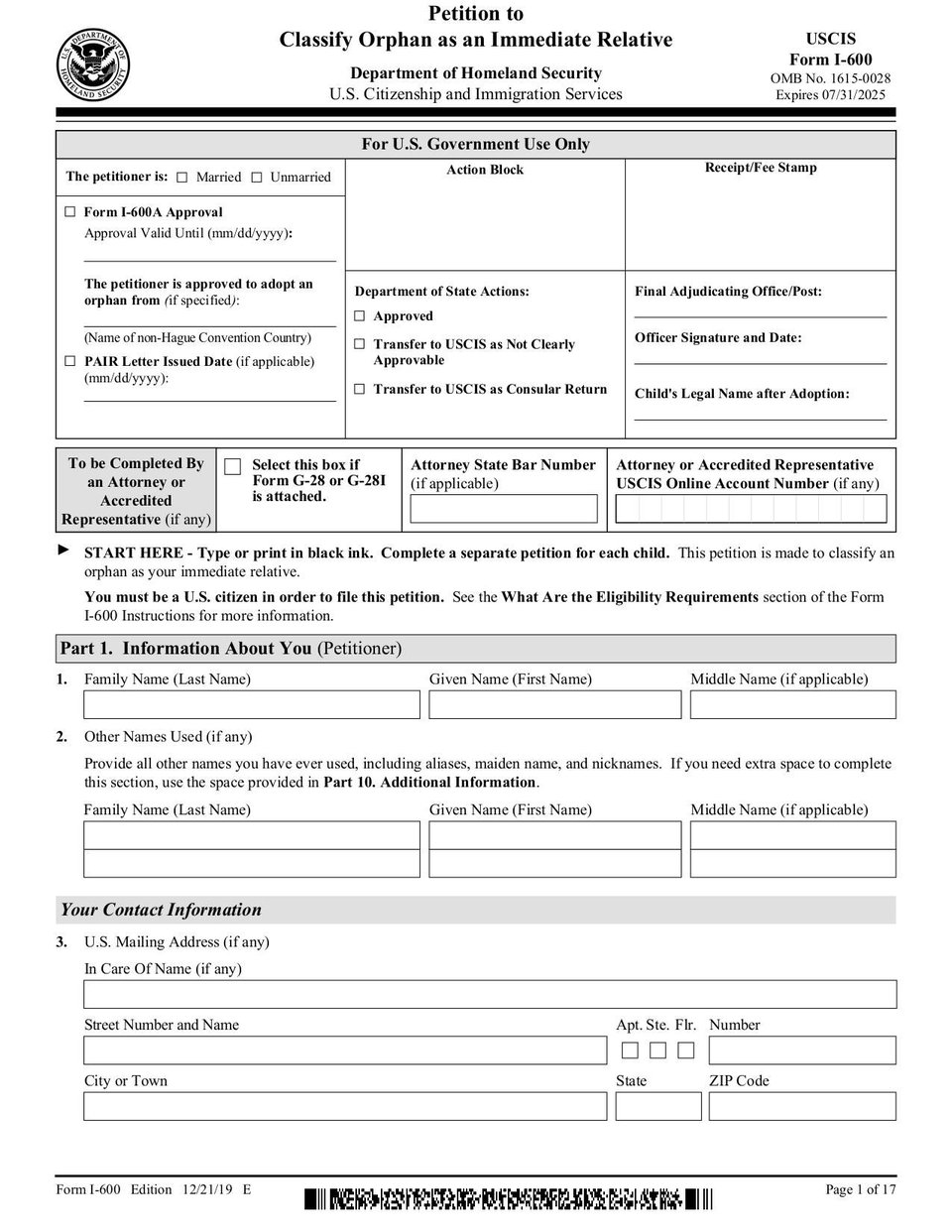 Form I-600 | Fill and sign online with Lumin