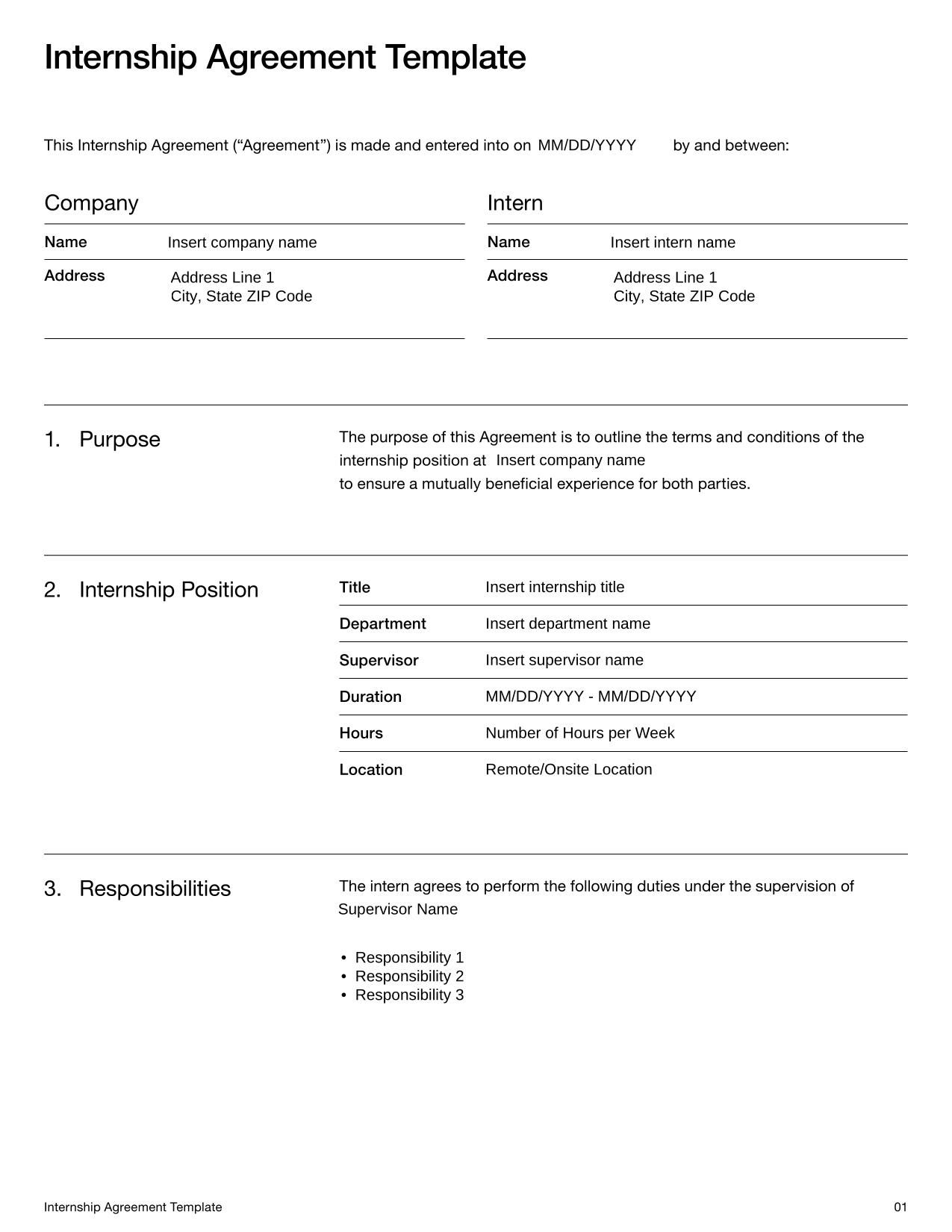 Internship Agreement Template | Fill and sign with Lumin