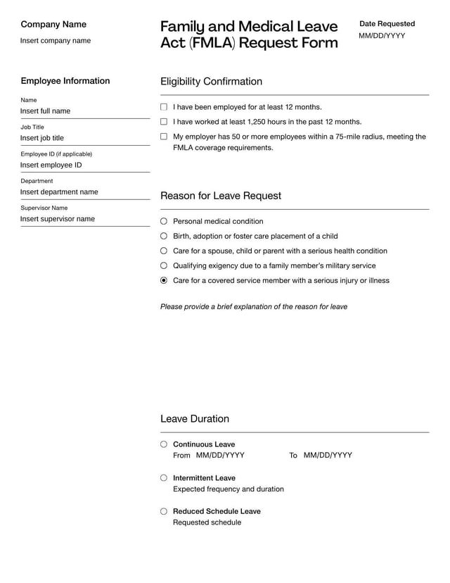 FMLA Request Form Template | Fill and sign with Lumin