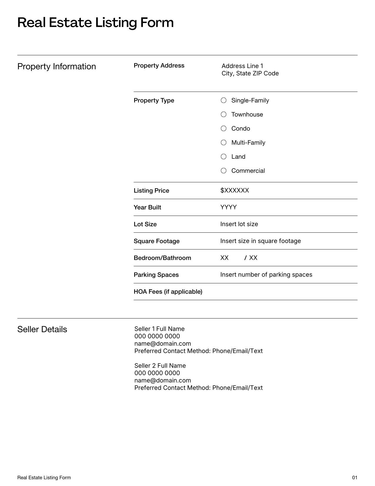 Real Estate Listing Form Template | Fill and sign with Lumin