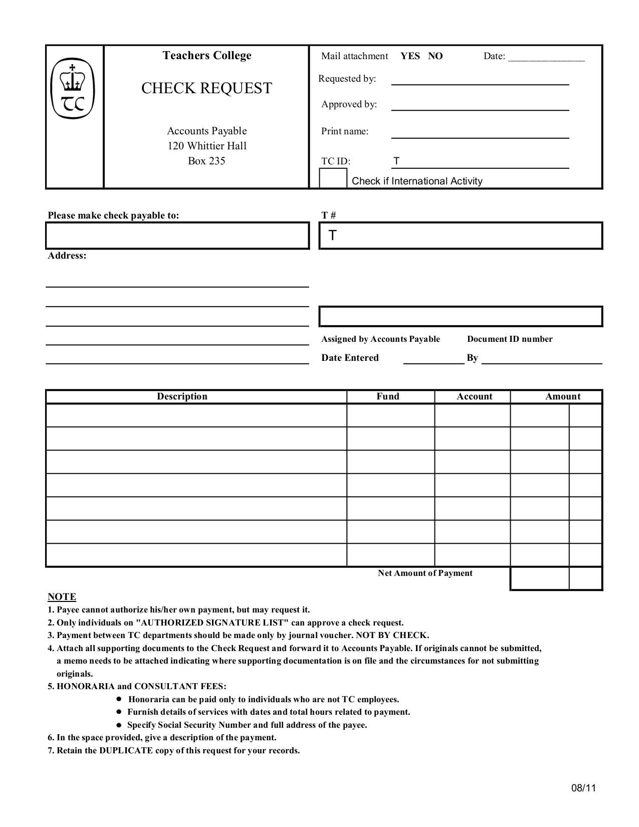 Check Request Form | Fill online with Lumin