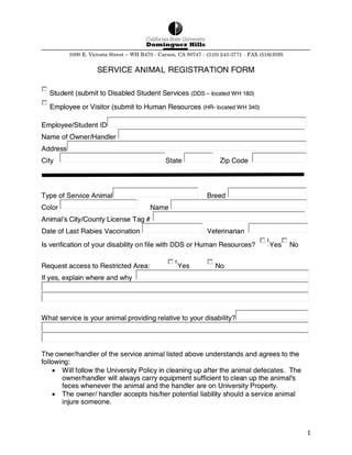 Service Animal Registration Form | Fill and sign online with Lumin