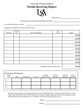 Partial Receiving Report | Fill and sign online with Lumin