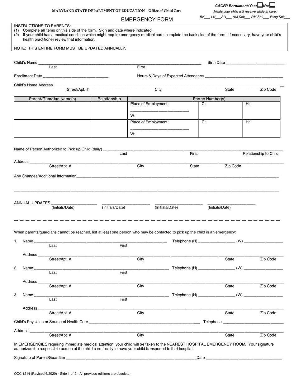 Emergency Form | Fill and sign online with Lumin