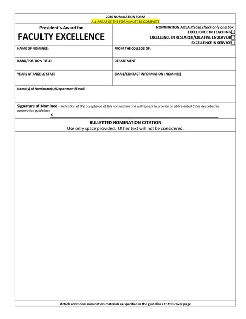 President Award Nomination Form | Fill and sign online with Lumin