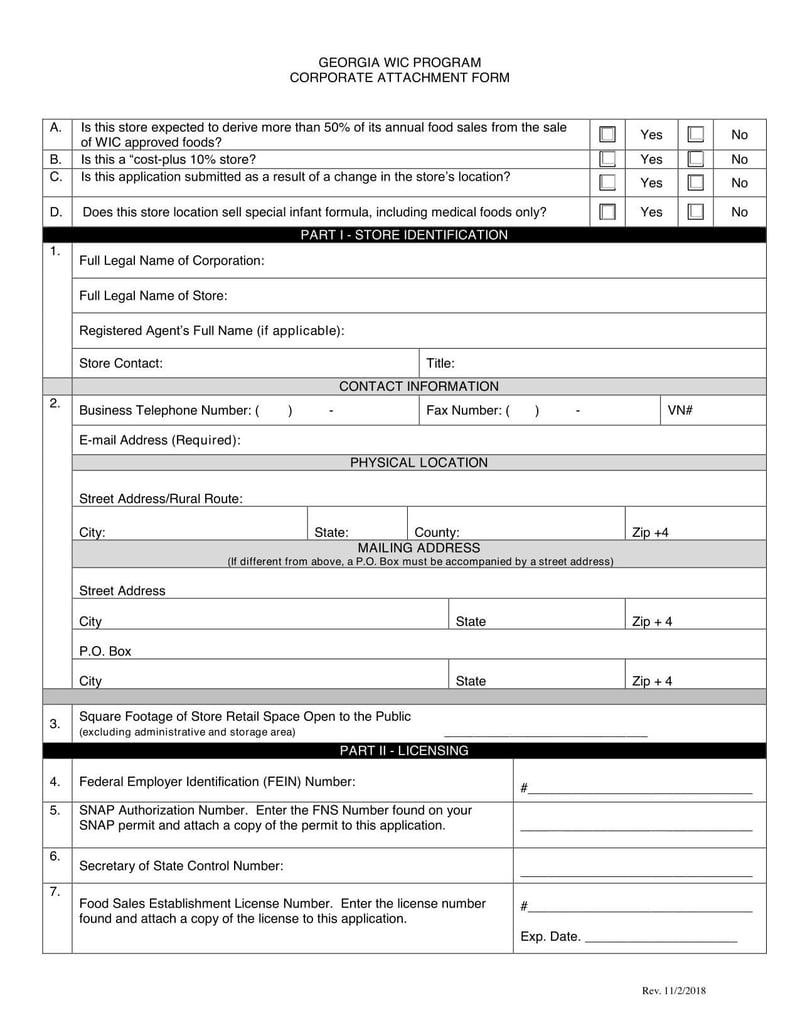 Georgia WIC Program Corporate Attachment Form | Fill and sign with Lumin