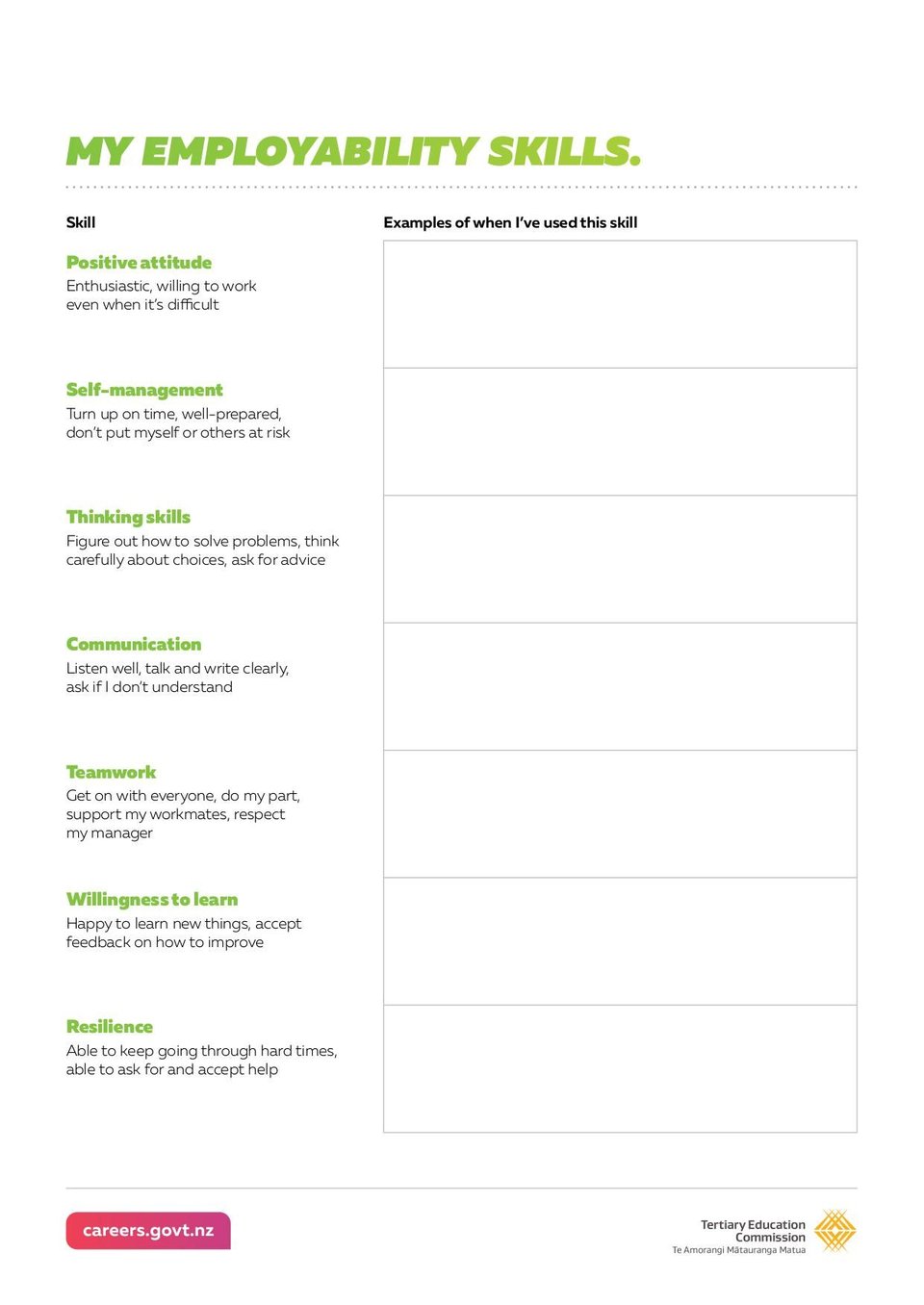 My Employability Skills Worksheet | Fill and sign online with Lumin