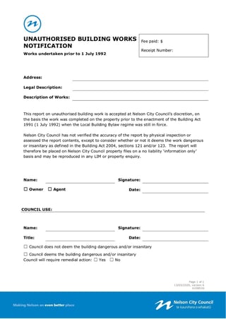 BAM 704 Unauthorised Building Works Notification Form | Fill and sign ...