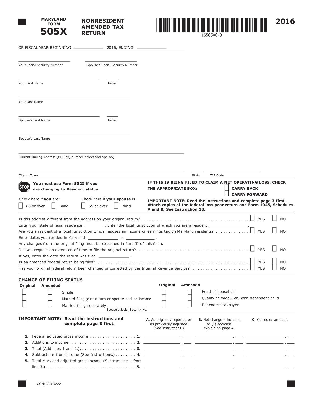 Maryland Form 505X | Fill and sign online with Lumin