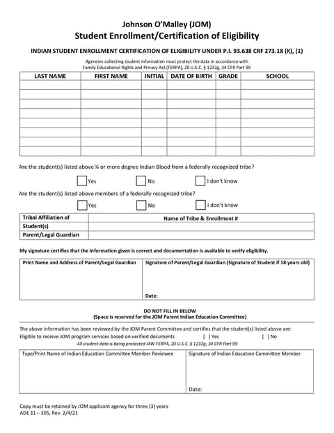 Student Enrollment/Certification of Eligibility | Fill and sign online ...