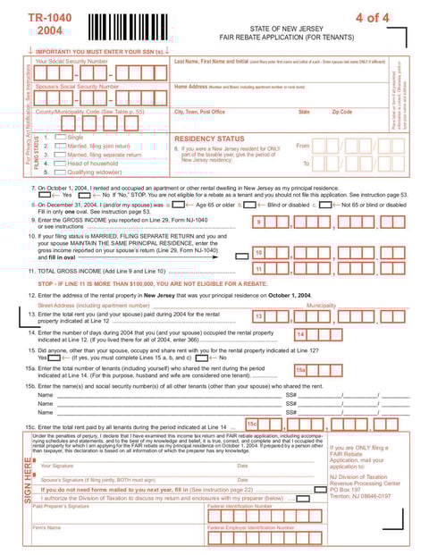 Form NJ TR-1040 | Fill and sign online with Lumin
