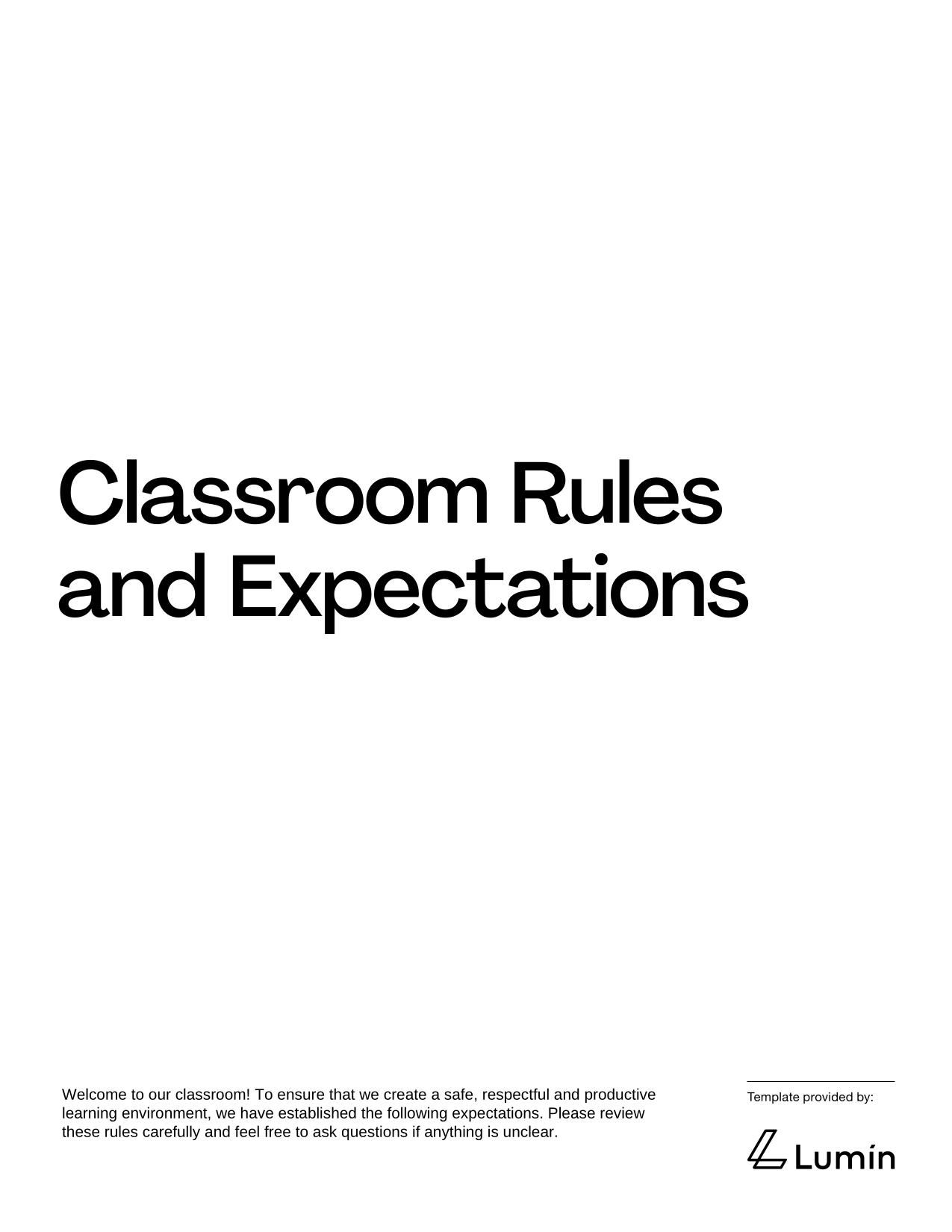 Classroom Rules and Expectations Template | Fill and sign with Lumin