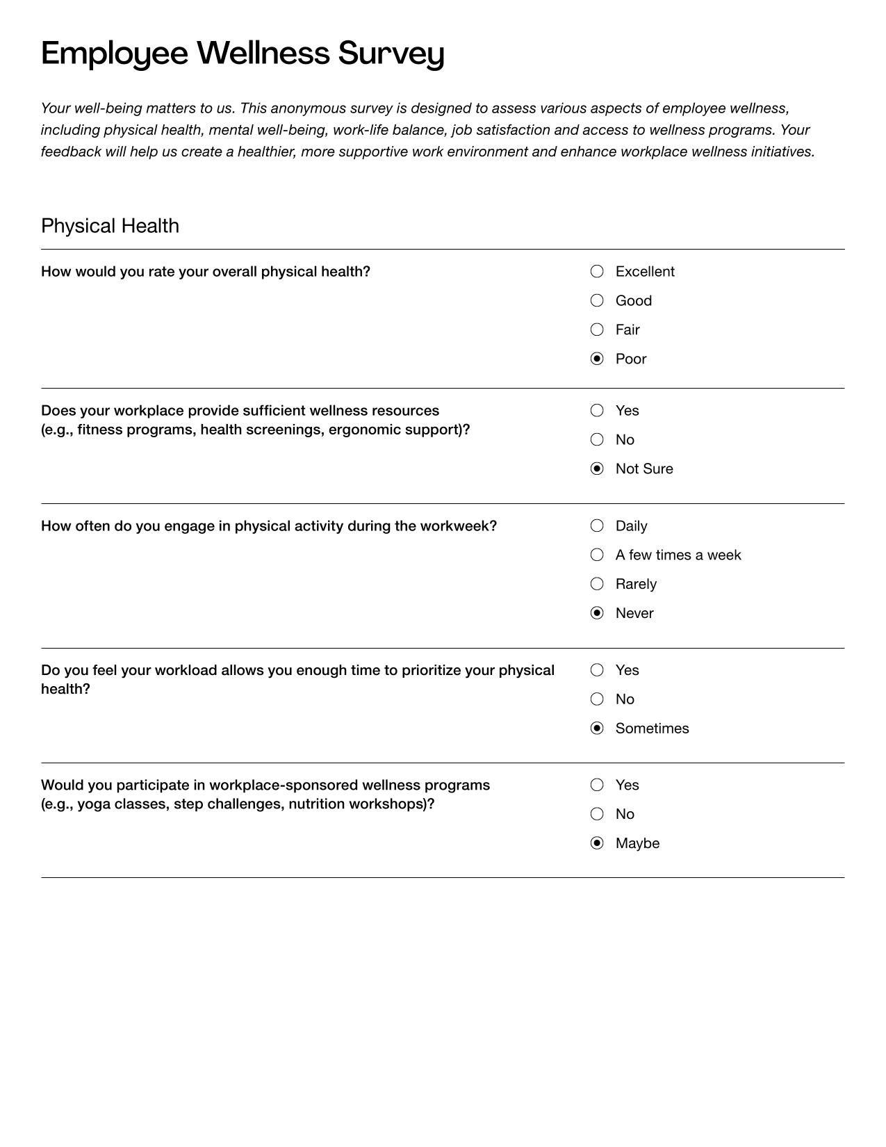 Employee Wellness Survey Template | Fill and sign with Lumin