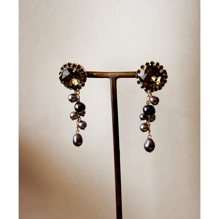 Black & Black Pearl ピアス LV-P097 | LIVaccessories